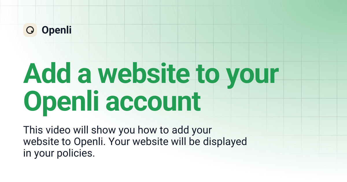 Add a website to your Openli account | Openli